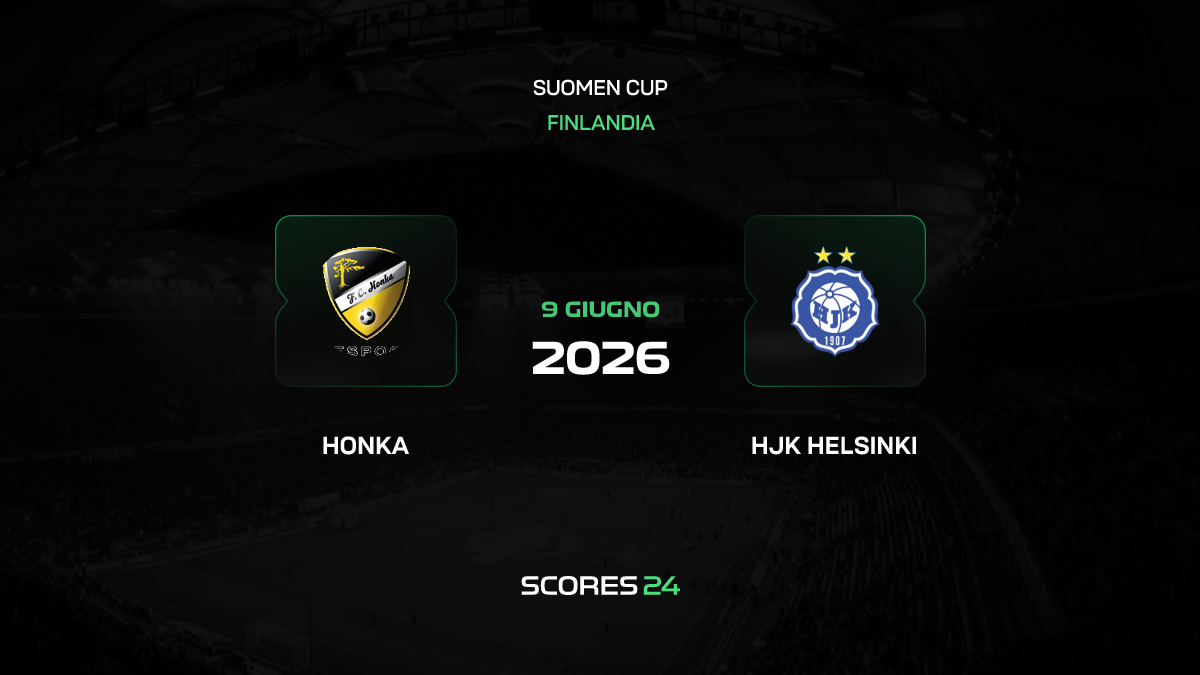 Honka vs HJK Helsinki Streaming Live 9/06/2026, Formazioni & Quote